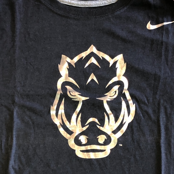 Nike | Shirts | Nike Drifit Arkansas Razorbacks Silver Foil Logo | Poshmark
